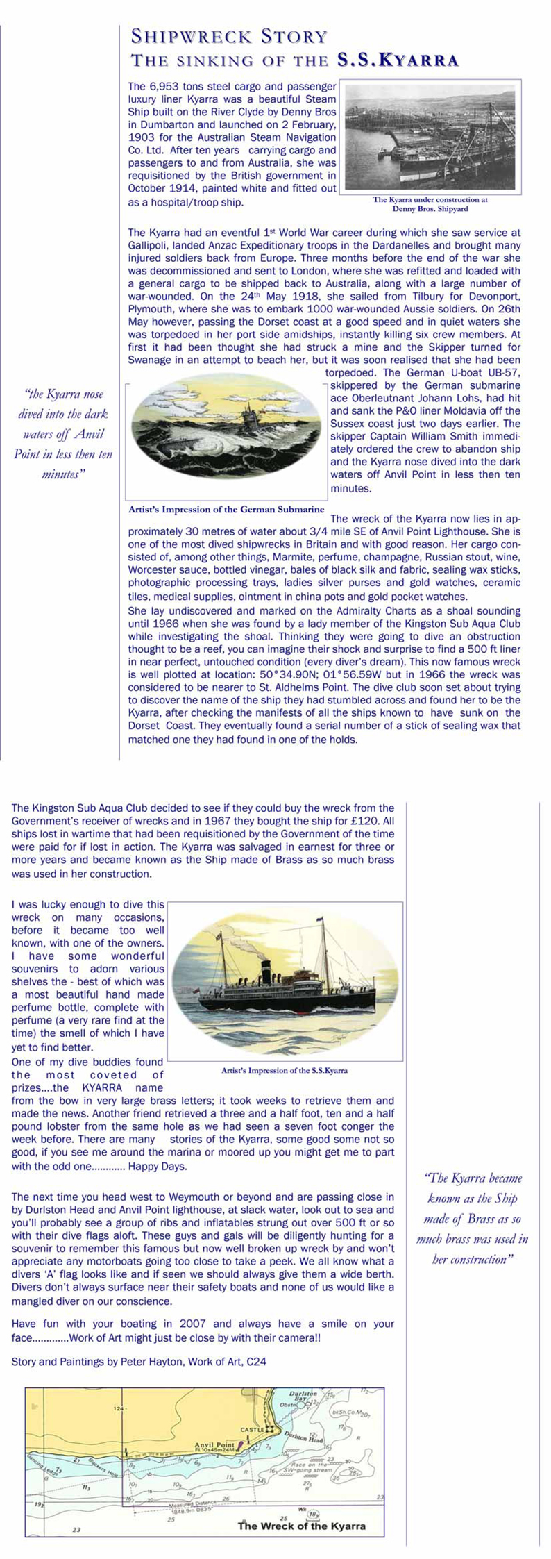 The Wreck of the Kyarra | Cobb's Quay Berth Holders Association